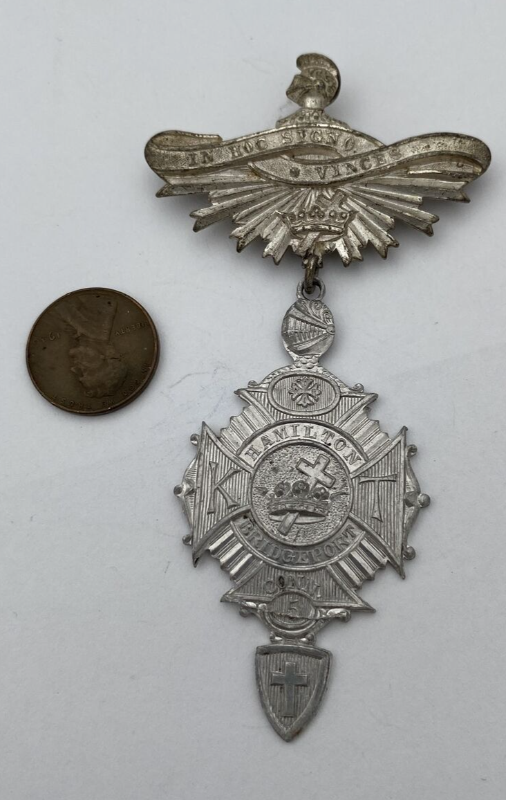 Antique Masonic Knight Templar Medal In Hoc Signo Vinces Hamilton ...