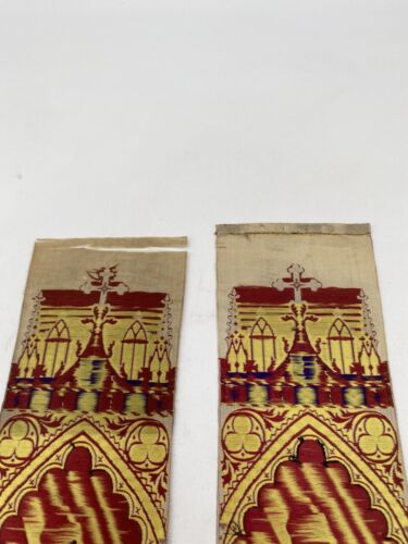 Rare Victorian Silk Bookmarks Ribbon "We praise Thee, O God" T. Stevens ...