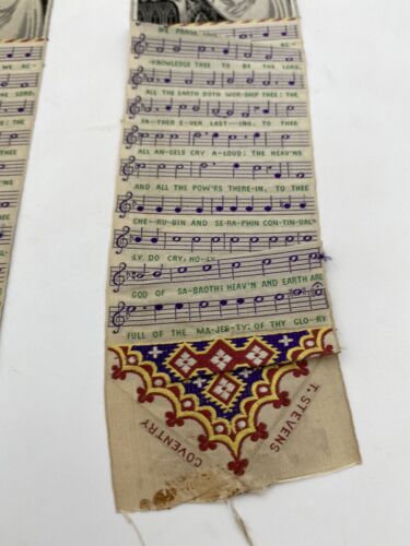 Rare Victorian Silk Bookmarks Ribbon "We praise Thee, O God" T. Stevens ...
