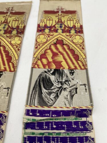 Rare Victorian Silk Bookmarks Ribbon "We praise Thee, O God" T. Stevens ...