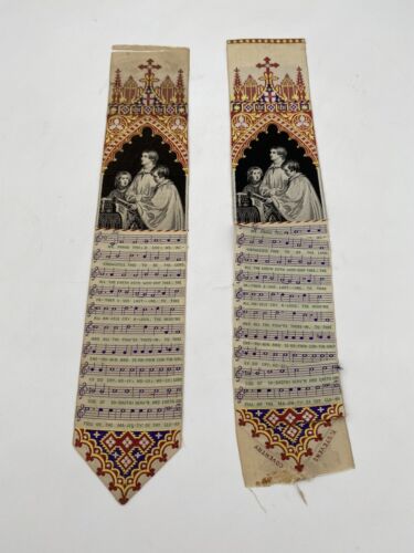 Rare Victorian Silk Bookmarks Ribbon "We praise Thee, O God" T. Stevens ...